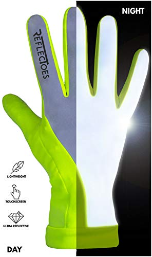 ReflecToes Reflective Running Gloves - Touchscreen - Lightweight Hi Vis ...