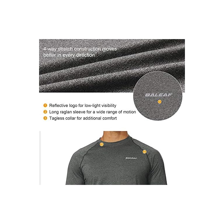 BALEAF Men's Long Sleeve Running Shirts Athletic Workout T-Shirts