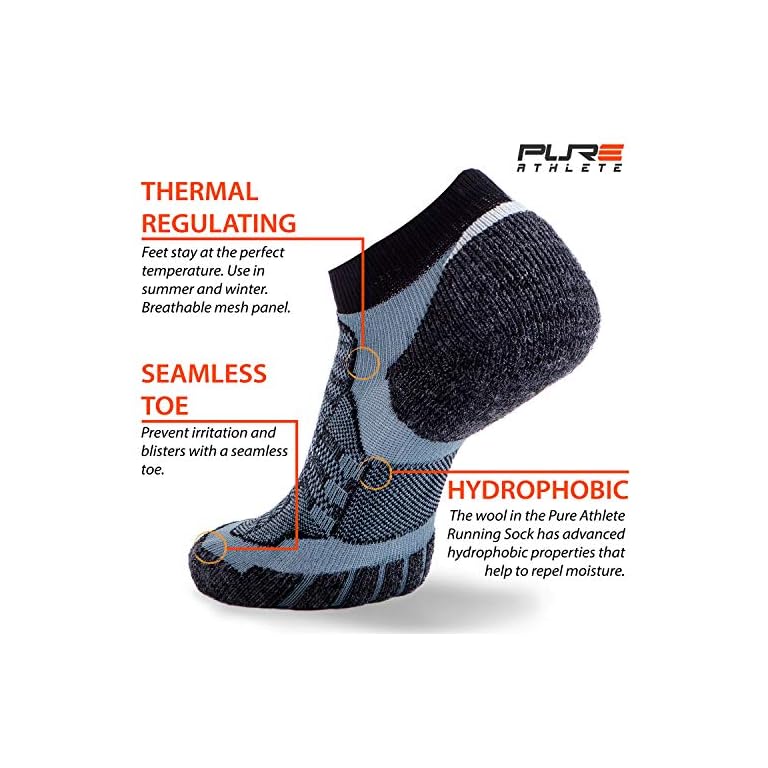 Pure Athlete Merino Wool Socks Men, Women, Youth – Low Cut Cushioned ...